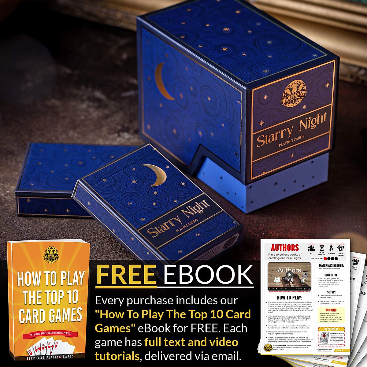 Starry Night Playing Cards | Unique Playing Cards Themed w/Eye Catching Design | Complete Deck of Cards w/Standard Playing Cards | Cool Playing Cards for Adults or Kids | Card Deck w/Free eBook