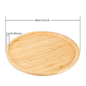 HAOBYBL Lazy Susan Organizer 11" Wooden Lazy Susan for Table 360 Degree Rotating Spice Rack with Non-Slip Mat, for Pantry Countertop, Table Storage