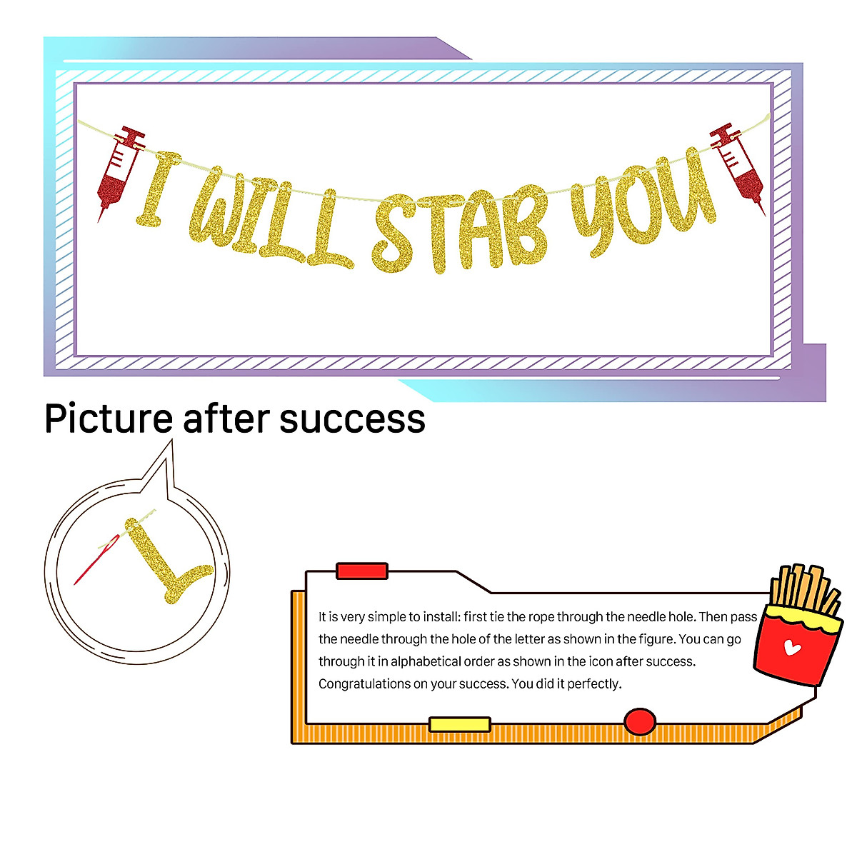 I Will Stab You Banner, Congrats Nurse/BSN Grad Banner, Doctor Nurse Graduation Bunting Sign, Nursing School Grad Party Decoration Supplies