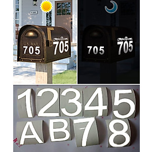 Mailbox Numbers, Reflective Mailbox Numbers for Outside (6 Sets), Waterproof House Numbers for Mailbox, White Number Mailbox Stickers Self-Adhesive for Signs, Home, Door, Window, Address Number (0-9)