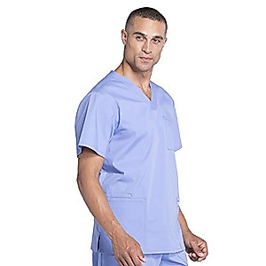 Cherokee Scrubs for Men Workwear Professionals V-Neck Four-Pocket Scrub Top WW695, XL, Ciel Blue