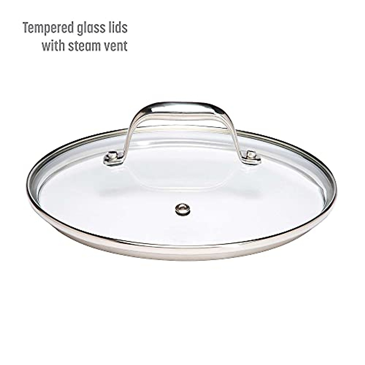 Goodful Ceramic Nonstick Cooking Set, Titanium-Reinforced Premium Non-Stick Coating, Dishwasher Safe Pots and Pans, Tempered Glass Steam Vented Lids, Stainless Steel Handles, 12-Piece, Cream