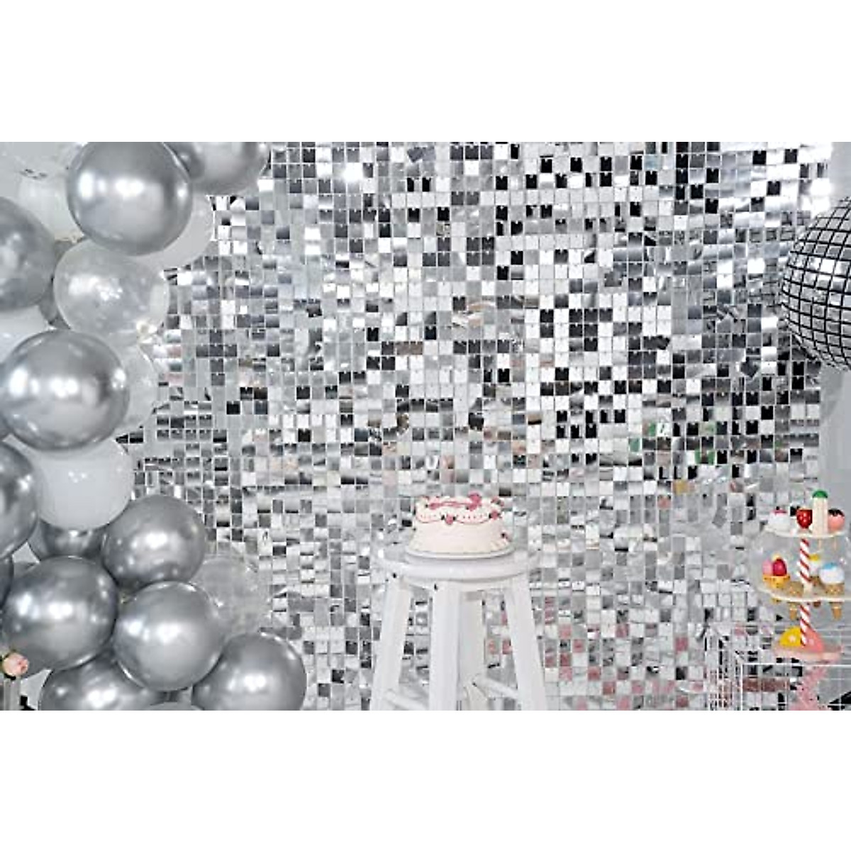 Kate Square Sliver Sequin Wall Panel Backdrop Sliver Glitter Panels Wedding Decoration(Pack of 12)