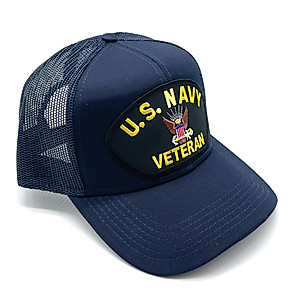 Infinite Hats US Navy Veteran Patch Mesh Adjustable Baseball Cap (Navy)