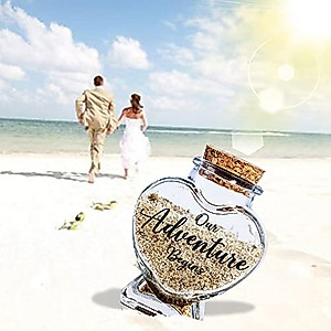 CATABUBU Honeymoon Sand Keepsake Jar 2023, Bridal Shower Gift, Wedding Gift, Engagement Gift, Honeymoon Gift, Travel Gift for Couples Newlywed, Hand Lettered Our Adventure Begin Jar(Heart Shape)