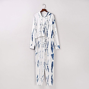 VEZAD Women Tie Dye Sweatsuit Tracksuit Long Sleeve Pullover Sweatpants 2 Pcs Lounge Jogger Set