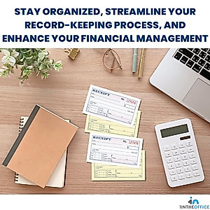 1InTheOffice Money and Rent Receipt, Carbonless Rent Receipt Book, Receipt Book, 2-Part, 4.75" x 2.75", 200 Sets/Book