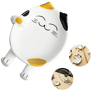 OURASHERO Multifunctional Ceramic Spoon Rest for Kitchen, Cute Cat Shape Cooking Utensil Holder Pot Lid Rack Coffee Spoon Rest Ladle Rest Spatula Utensil Rest for Kitchen Counter & Stove Top