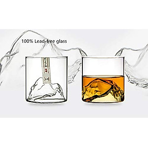 CZHome Whiskey Glass Small Glass Japanese Style Mountain shape Wine Glass Set of 2,Premium Quality Crystal –Elegant Modern Design , Ideal for Home,BarLuxury Bourbon Gifts for Men