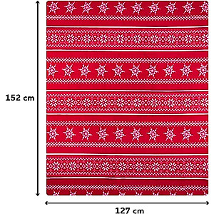 Celebright Christmas Fleece Throw - Large 50 x 60 Inch (127 x 152cm) Fluffy Microfiber Blanket Throw Over for Bed, Sofa, Couch - Plush Snuggly Cosy Winter Warmer - Scandi Nordic Red