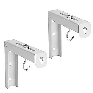 Mount-It! Projector Screen Wall Mount L-Brackets - Wall Hanging Bracket For Home Projector and Movie Screens, 6 inch Adjustable Mounting Hooks for Projection Screen, 1 Pair, White, 66 Lb Capacity Each