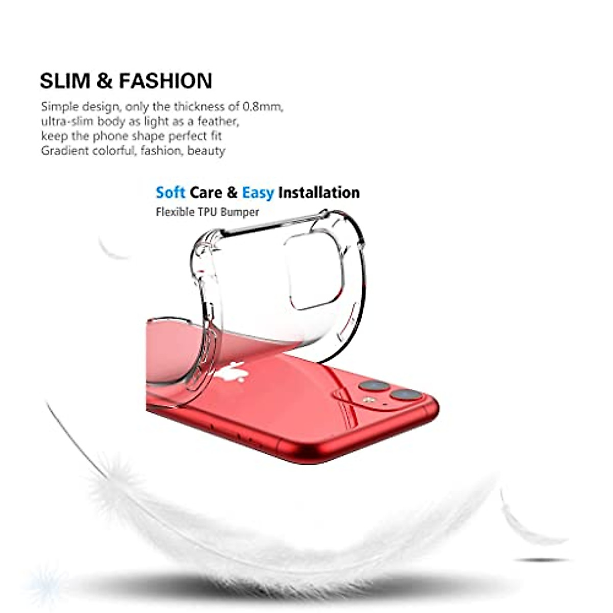 FZZSZS Case for Motorola ThinkPhone + Tempered Glass Screen Protector Protective Film,Slim Transparent Soft Gel TPU Silicone Protection Phone Case Cover for Motorola ThinkPhone (6.6")