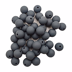 50pcs Dim Gray Color Silicone Round Beads Sensory 15mm Silicone Pearl Bead Bulk Mom Necklace DIY Jewelry Making Decoration