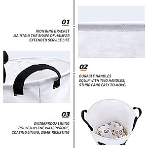 MHB Laundry Basket, Nursery Hamper, Canvas Foldable with Waterproof PE Coating, Large Storage Baskets for Kids Boy and Girl, Office, Bedroom, Clothes, Toys (Bear)