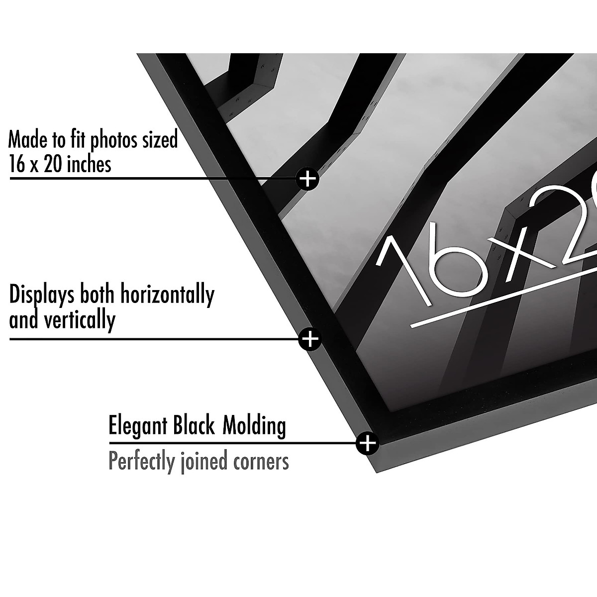 Americanflat 16x20 Picture Frame with Polished Plexiglass - Streamline Collection - Thin Border Picture Frame for Wall Display - Hanging Hardware Included - Black