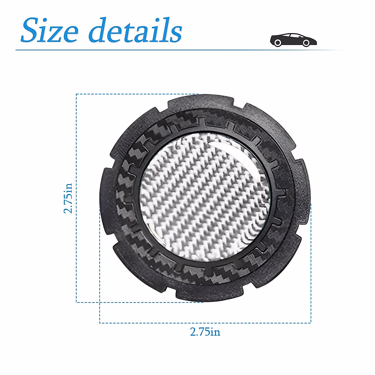 AUCELI 2 PCS Car Cup Holders, 2.75 Inch Carbon Fiber Coasters, Non-Slip Bottle Pad Embedded in Cup Mat, Durable Insert Drink Coaster, Universal Vehicle Interior Accessories (Silver/StyleB)