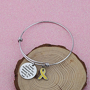 POTIY Yellow Awareness Ribbon Bracelet Bone Cancer Awareness Jewelry Gift Inspirational Bracelet for Endometriosis Bladder Cancer (Yellow Bracelet)
