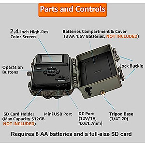GardePro A3S Trail Camera, 48MP 1296p Game Camera with Clear 100ft No Glow Night Vision, Fast 0.1s Trigger Speed Motion Activated Waterproof, H.264 MP4 Video