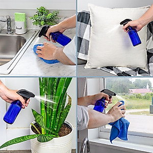 Cornucopia 8-Ounce Cobalt Blue Glass Boston Round Spray Bottles (2 Pack) 3-Setting Heavy Duty Sprayers, Empty Refillable Bottle for Essential Oil Blends, DIY Cleaning & More