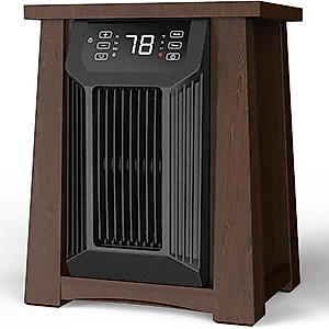 Shinic Infrared Heaters for Indoor Use, 20 Inch, Luxury Insulated Wooden Cabinet, Infrared Space Heater with Remote Control, Timer, Filter, Charging Ports, Heaters for Indoor Use Large Room, Walnut