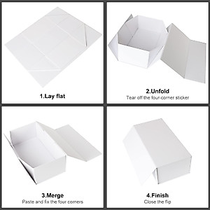White Gift Box 12" x 6" x 4" with Magnetic Closure Lid Gift Box for Presents,Bridesmaid Gifts Box,Cute Box,Birthday Gift box,Luxury for Gift Packaging, Magnetic Gift Box for Wrapping Gifts (White)