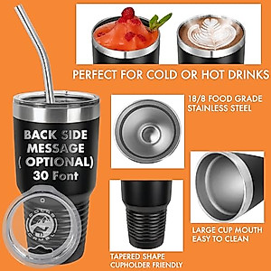 Polar Camel Customized Socce Tumbler 30 oz with Straw, Personalized Insulated Coffee Tumbler Engraved in USA - Soccer Coach Gift, Football Dad Gift (Black w/out ring)