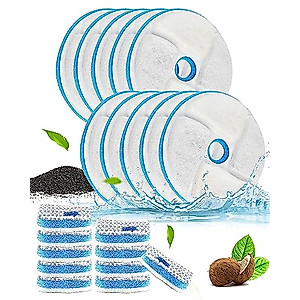 Rantizon Cat Water Fountain Filters 5 Pack Cat Fountain Filter Replacement, 5-Stage Filtration System Activated Carbon, Filter for 74oz/2.2L Automatic Cat Fountain, Pet Water Dispenser for Cats Dogs