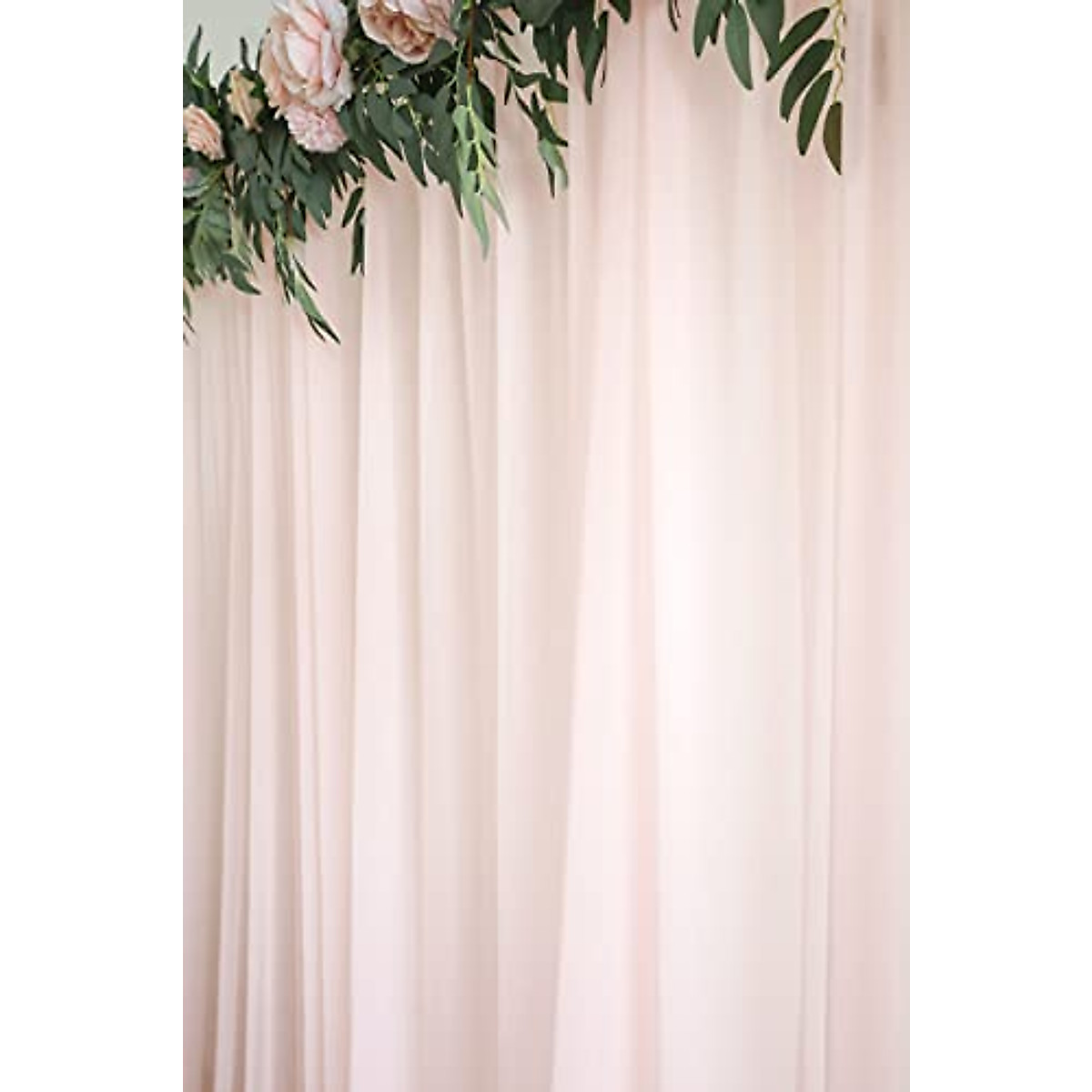Lookein Blush Wedding Backdrop Wrinkle-Free White Sheer Backdrop Curtains 10ft x 10ft Chiffon Fabric Drapes for Wedding Ceremony Arch Party Stage Decoration