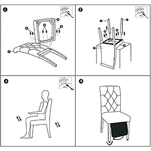 CangLong Mid-Century Tufted Leather Kitchen Counter Upholstered Dining Chairs with Wood Legs Set of 2,Brown