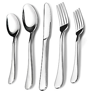 40 Piece Silverware Set, Premium Silverware Cutlery Set Stainless Steel Flatware Sets Service for 8, Spoons Forks Knifes Utensils Tableware Sets for Home, Dishwasher Safe
