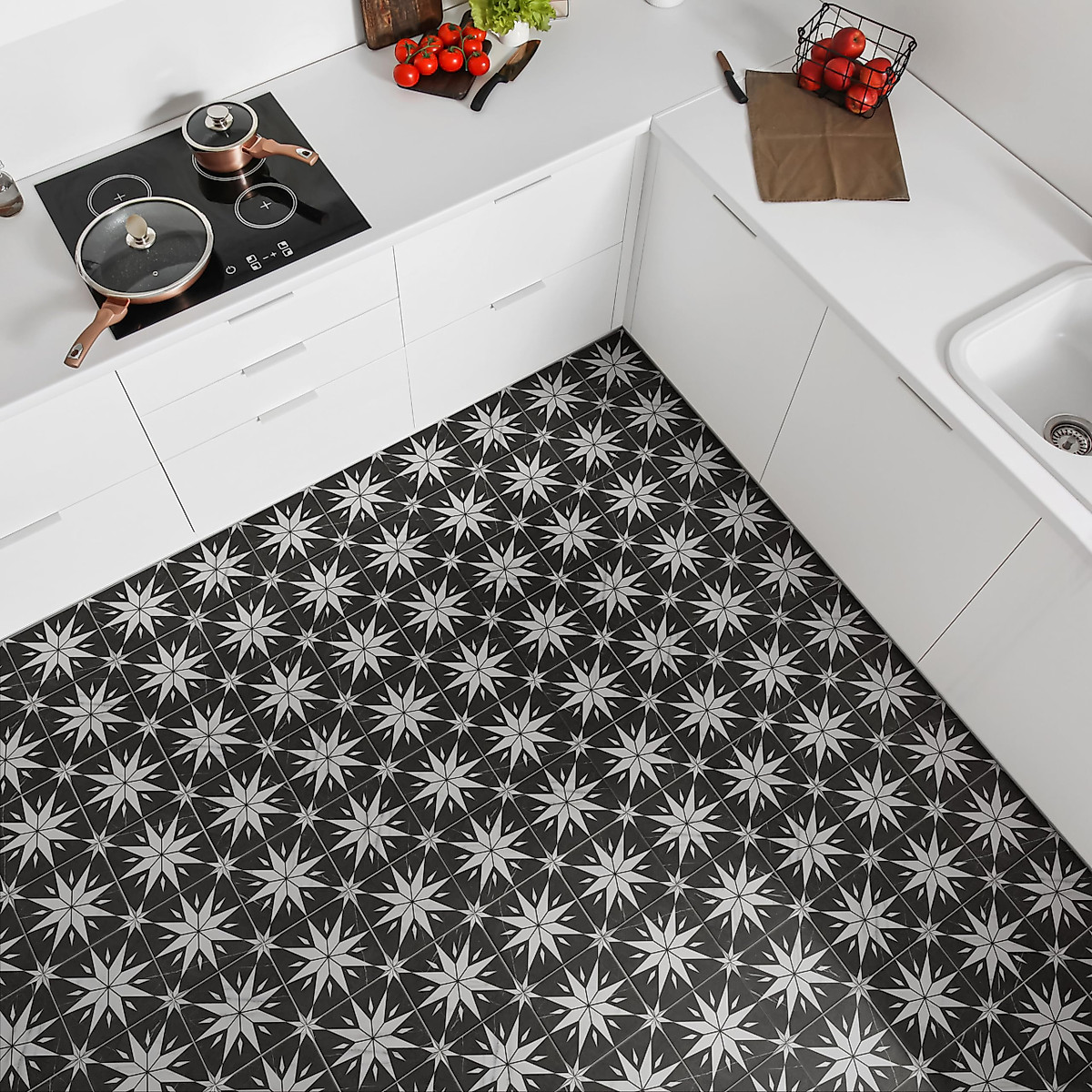 Merola Tile Ursino Star Carrara 7-7/8" x 7-7/8" Porcelain Floor and Wall Tile