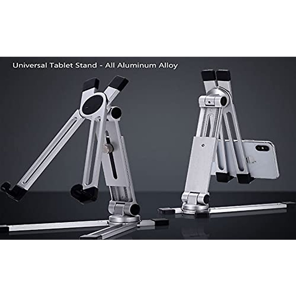 FUZADEL Portable Fold-Up Travel Stand Aluminum, Universal Tablet Stand Holder Foldable Multi-Angle Adjustable Stand for Tablet/Phone/Notebook/Tablet Holder for Surface Notebook Monitor Stand