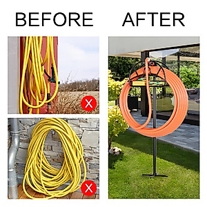 Garden Hose Stand, LIVOD Heavy Duty Water Hose Holder for Outside, Detachable Garden Hose Holder Freestanding for Water Hose Storage, Garden Hose Reels Organizer for Lawn & Yard