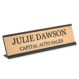 Providence Engraving Personalized Desk Name Plates - Custom Office Wall or Desk Name Plates With Aluminum Holder With Two Lines of Laser Engraved Text, 2" x 8"