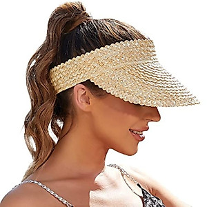 Sun Hat for Women, Sun Visors/ Beach Straw Hats, Handmade, Ivory