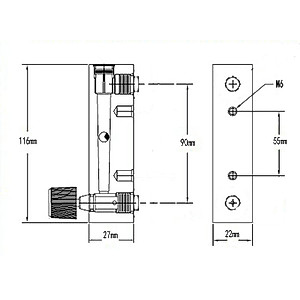 H2 Rotameter Flow Meter 0.1-25LPM LZM-8M Push in Fit 6 OD Tube Acrylic Adjustable Panel with Valve - (Size: 2-20LPM)