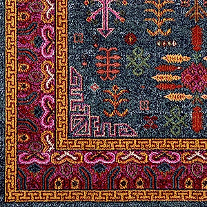 Hauteloom Cleveland Bohemian Southwestern Colorful Area Rug - Traditional Tribal Aztec Carpet for Living Room, Bedroom, Dining Room - Pink, Magenta, Green, Orange, Purple - 5'3" x 7'3" (5x7)