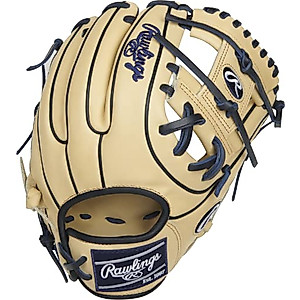 Rawlings | HEART OF THE HIDE Baseball Glove | CONTOUR - Youth Fit | Advanced Break-In | 11.5" | Pro I Web | Right Hand Throw | Camel/Navy