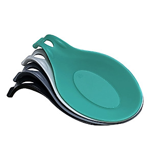 Silicone Spoon Rest for Stove Top - 4 Pack Large Utensil Rest Food Grade Plastic Spoon Holder for Kitchen Counter,Ladle,Brush,Risotto,Cooking Spatula