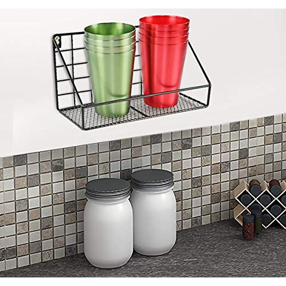 Home-X Rustic Metal Wall Floating Shelf, Small Floating Shelves for Wall, Hanging Shelf for Bedroom, Bathroom, Kitchen-9”Lx4”Wx5.5”H