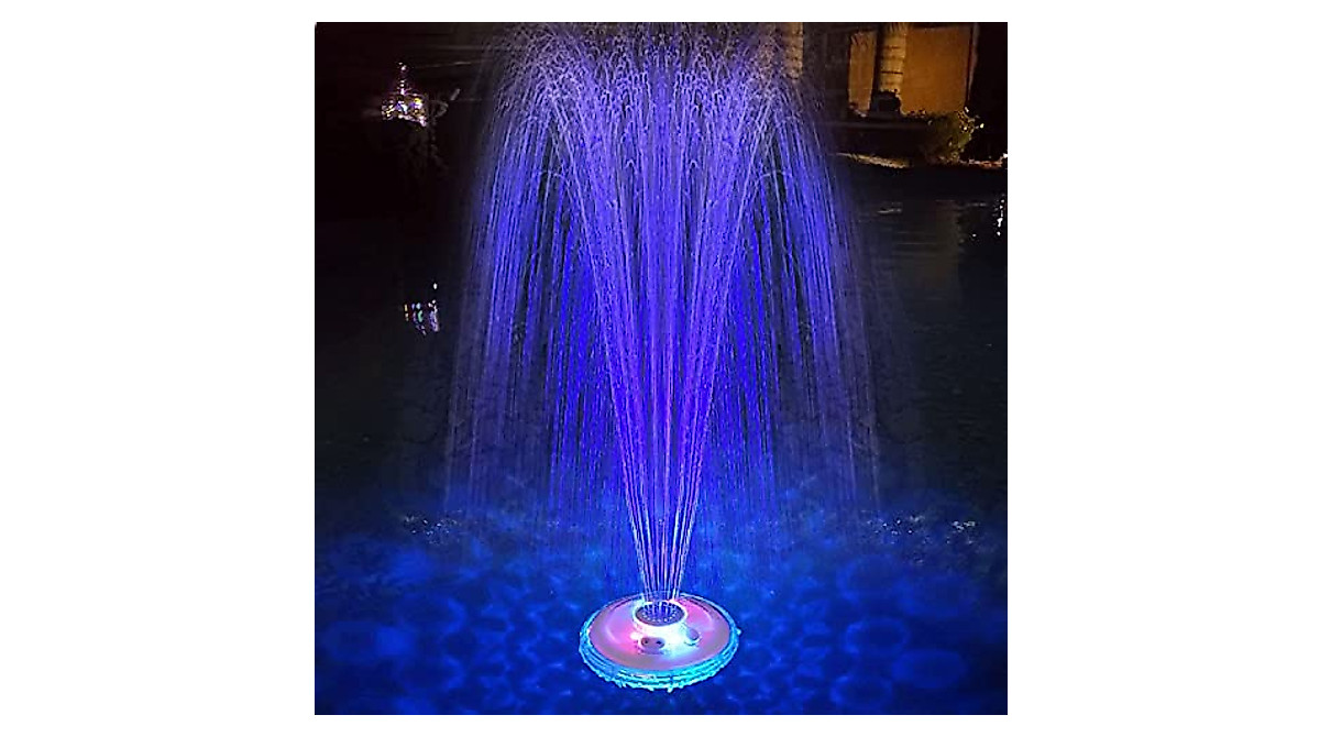 Floating Pool Fountain with Underwater Light Show, Rechargeable Battery ...