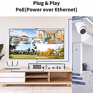 Guaddaole 5MP PoE IP Camera Outdoor with Person Detection, 5MP Dome Security IP Camera with Audio, 98ft IR Night Vision, 2.8mm Lens with Wide Angle, IP66 Weatherproof, H.265/H.264(2592x1944@30fps)