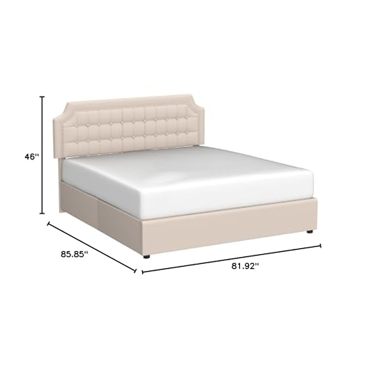 King Bed Frame with Storage and Adjustable Headboard, Bed Frame with 4 Drawers and Wooden Slats Support, No Box Spring Needed, Velvet, Beige