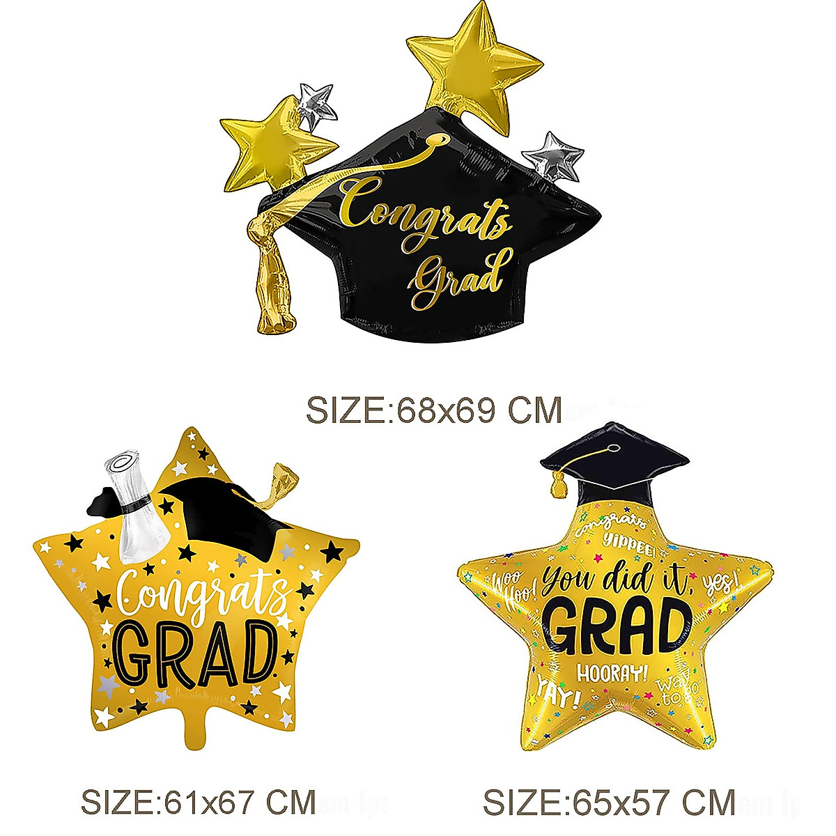 6Pcs Congrats Balloons for Graduation Decorations, Class of 2024 Congrats Grad Aluminum Foil Balloons for College High School Graduation Party 2024