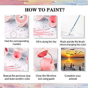 Scenery Paint By Numbers for Adults 4 Pack - DIY Adult Paint by Number Kits On Canvas Door Flowers Sunset Painting by Numbers for Beginners,Acrylic Paint Butterfly Crafts for Home Decor 12x16 Inch