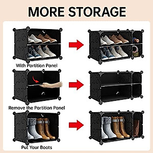 MAGINELS Portable Shoe Rack Plastic Shoe Organizer DIY Shoe Storage Shelf Organizer for Entryway Shoe Cabinet 36 Pairs, Black