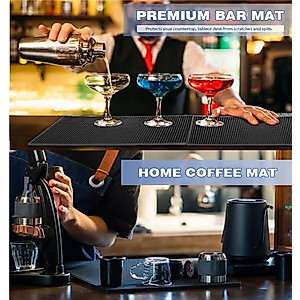 Bar Mat Spill Mat for Cocktail and Coffee Bar Set of 4 Nonslip Flexible Rubber Bar Service Spill Mat Barber Mats Dish Drying Mat (24" x 12"+18" x 12"+23" x 3"+12" x 6" Black)