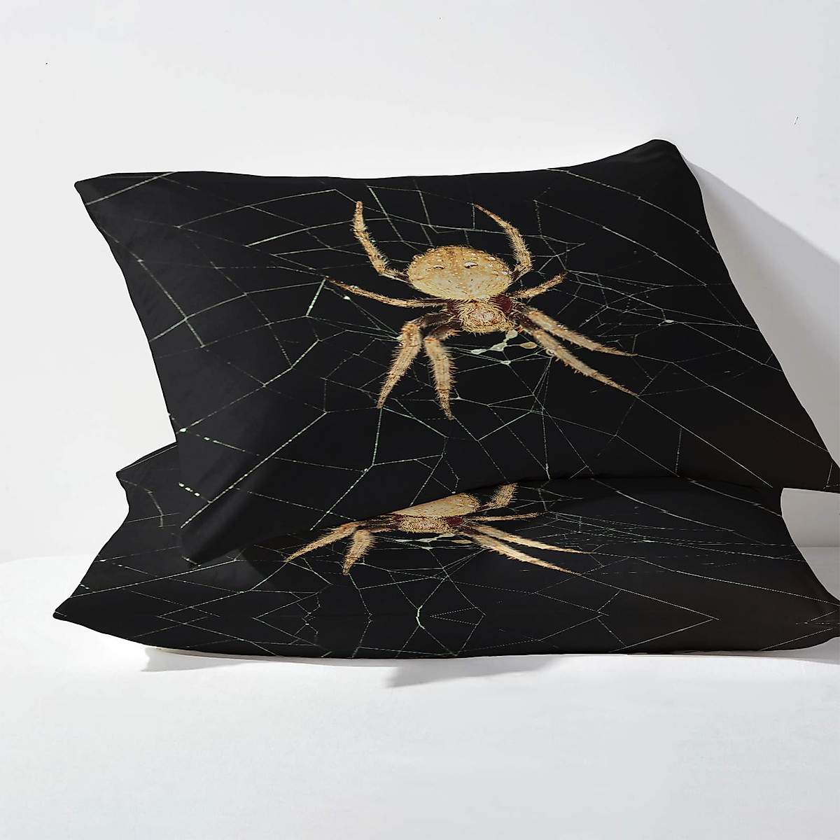 Spider Sheets Full Size, Spider Web Animal Bed Sheets, Patterned Bedding Sheets & Pillowcases 4 Piece Set - Soft Microfiber Deep Pocket Fitted Sheet & Flat Sheet & 2 Pillow Cases M2-&-356