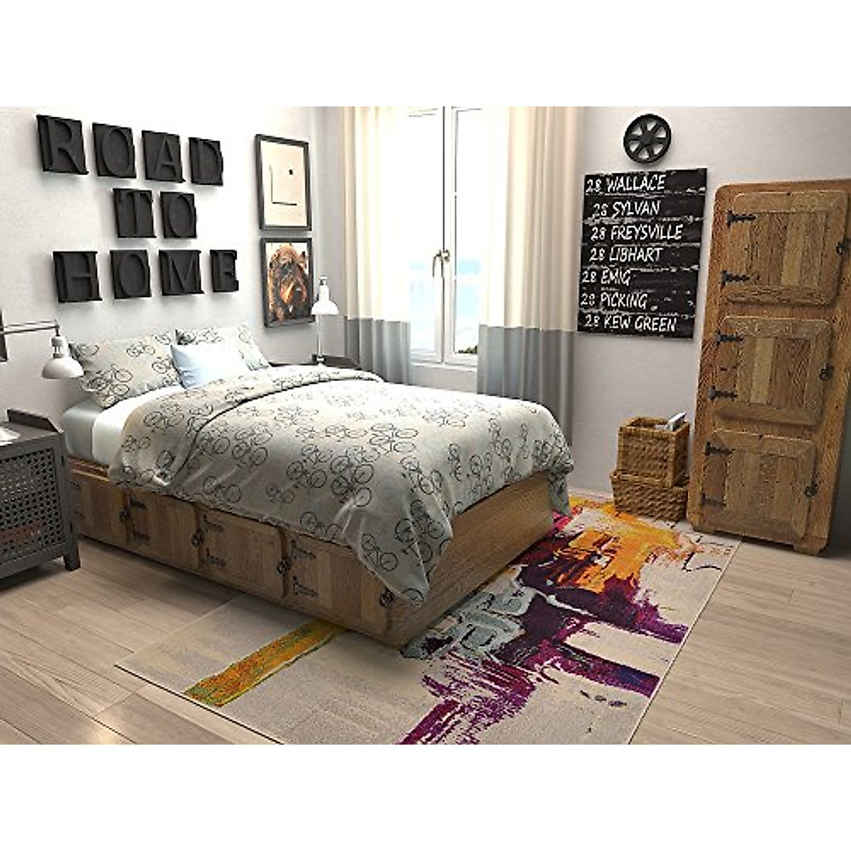 Unique Loom Estrella Collection Bright Colors, Geometric, Abstract, Modern Area Rug, 5 ft x 8 ft, Beige/Yellow