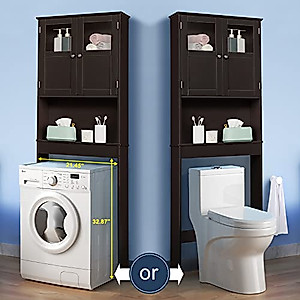 FCH Over The Toilet Storage Space Saver Bathroom Cabinet Organizer Storage Cabinet Brown